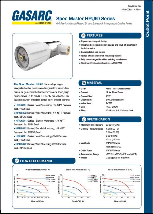 Gas-Arc Spec-Master Regulators For Gases Up To Grade 6.0 (99.9999) Gas ...